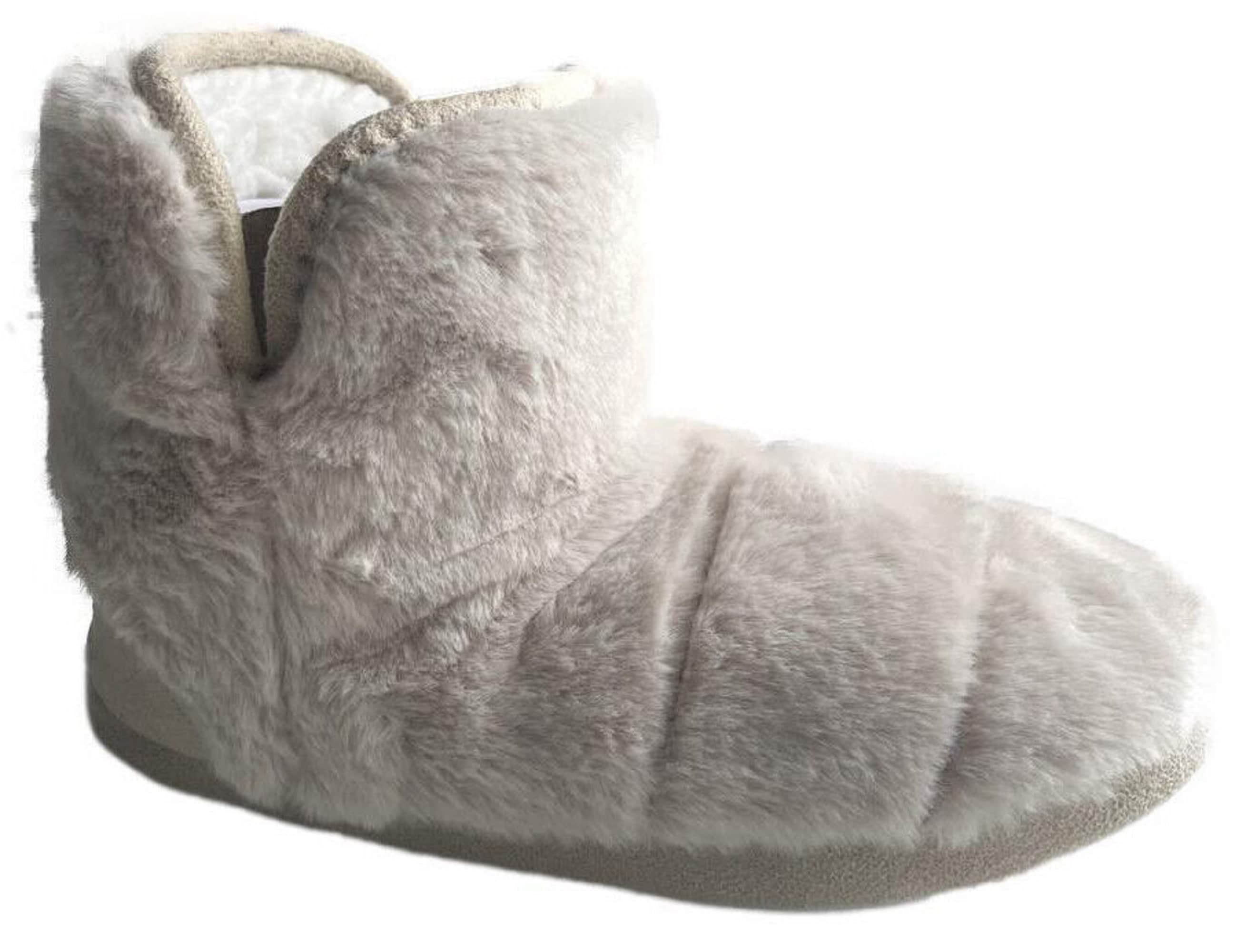Ladies Fluffy Bootie Slippers Luxury Cosy Soft Furry Fleece Lining Faux ...