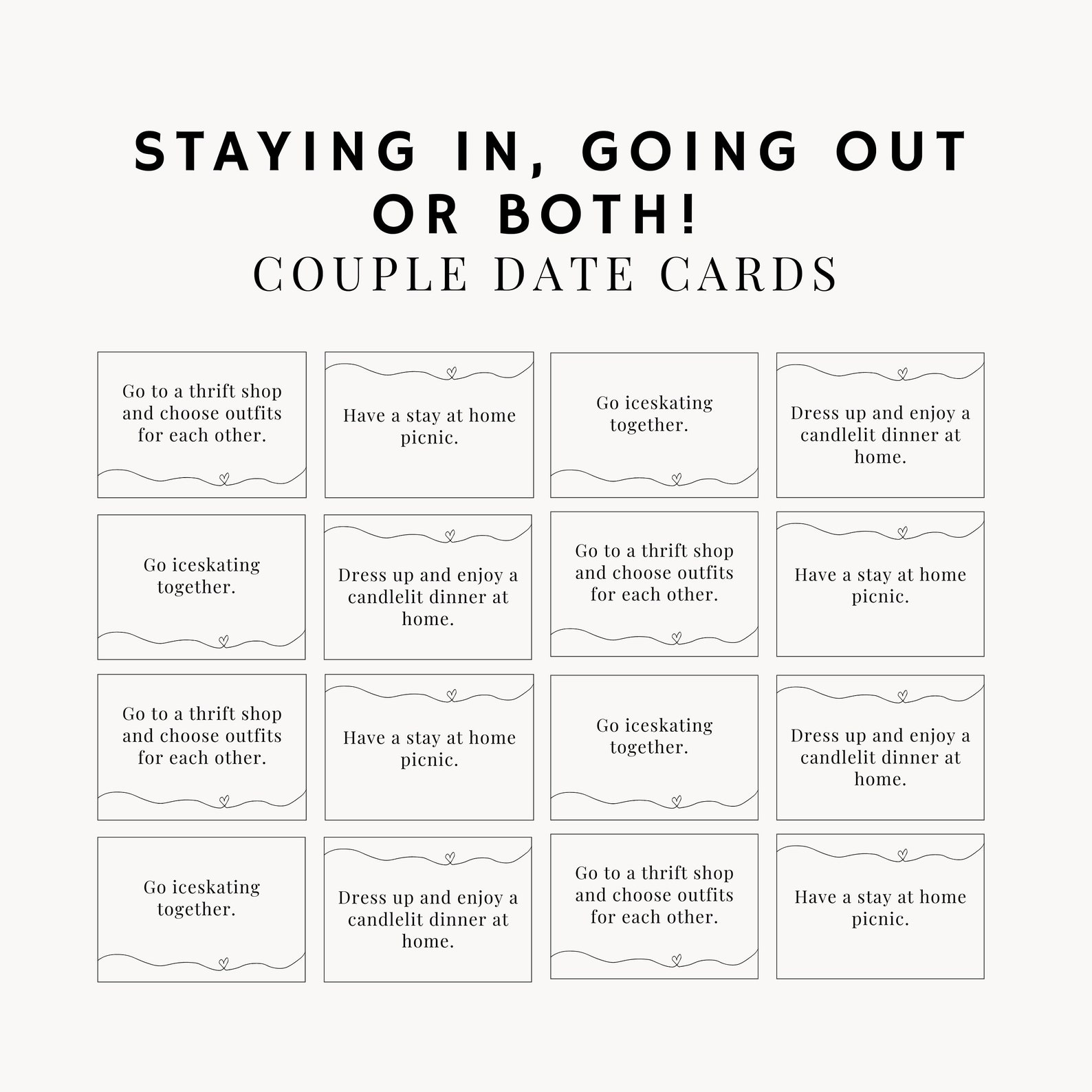 120 Couple Date Cards | Date Night Idea Cards | Couple Cards | Date ...