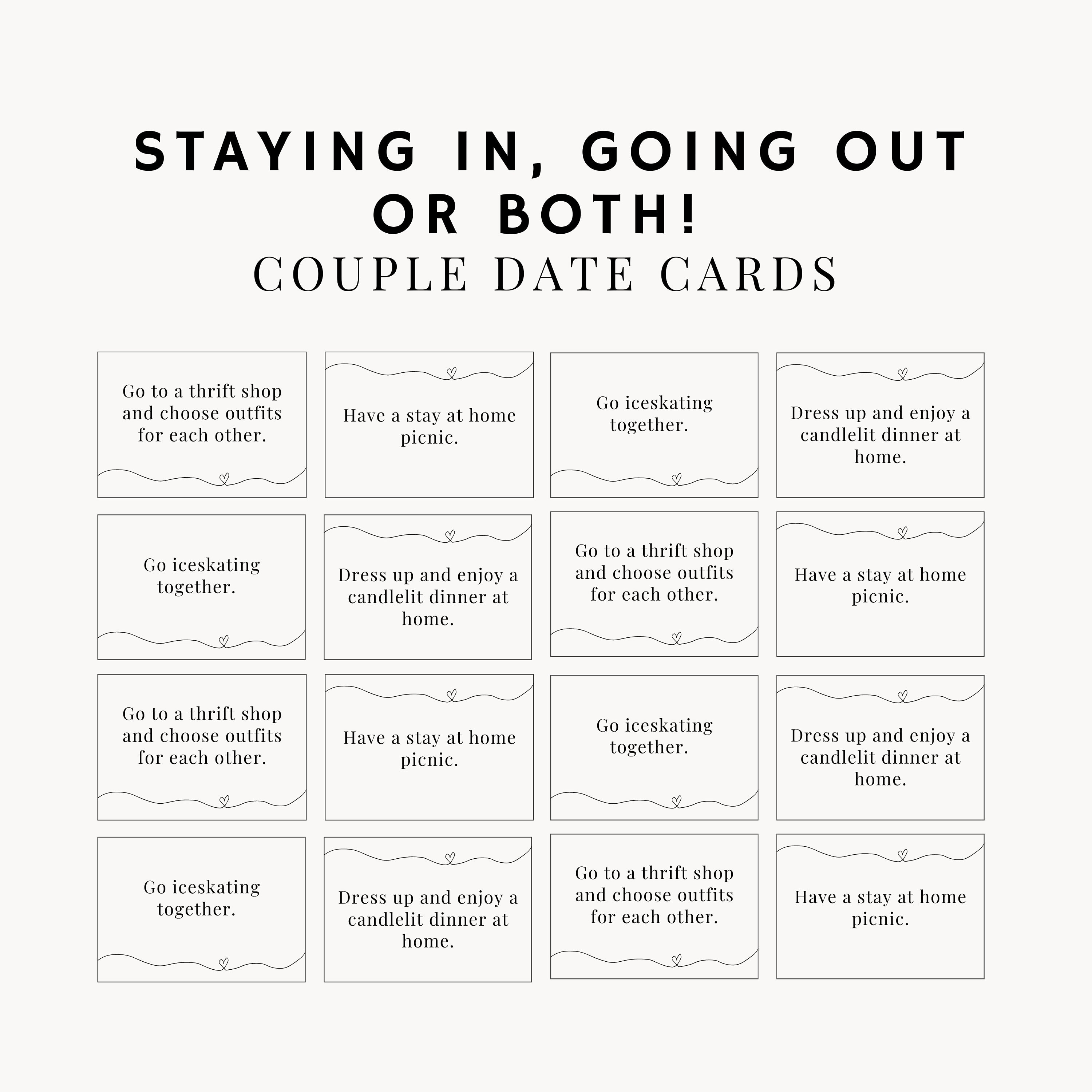 120 Couple Date Cards | Date Night Idea Cards | Couple Cards | Date ...