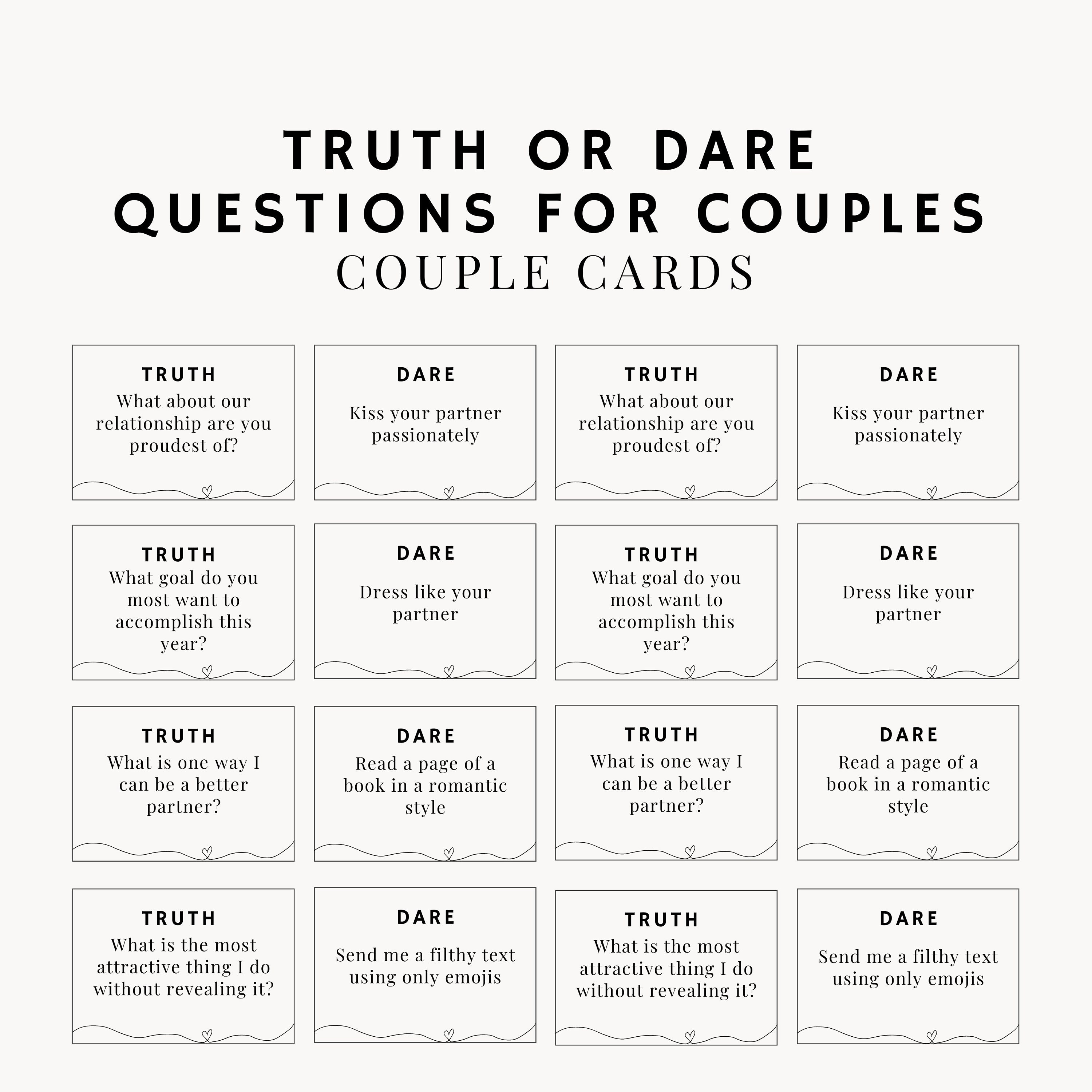 Couple Truth or Dare Question Cards | Relationship Cards | Couple ...