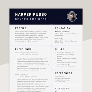 Resume Template Canva | Modern 3 Page Resume | Formal Resume Template for Mac & Word | Devops ...