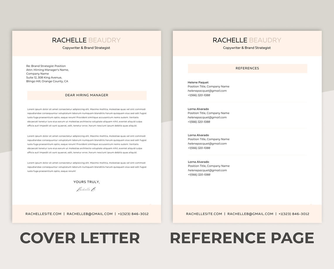Resume Template Canva | Modern 3 Page Resume | Creative Feminine Resume ...