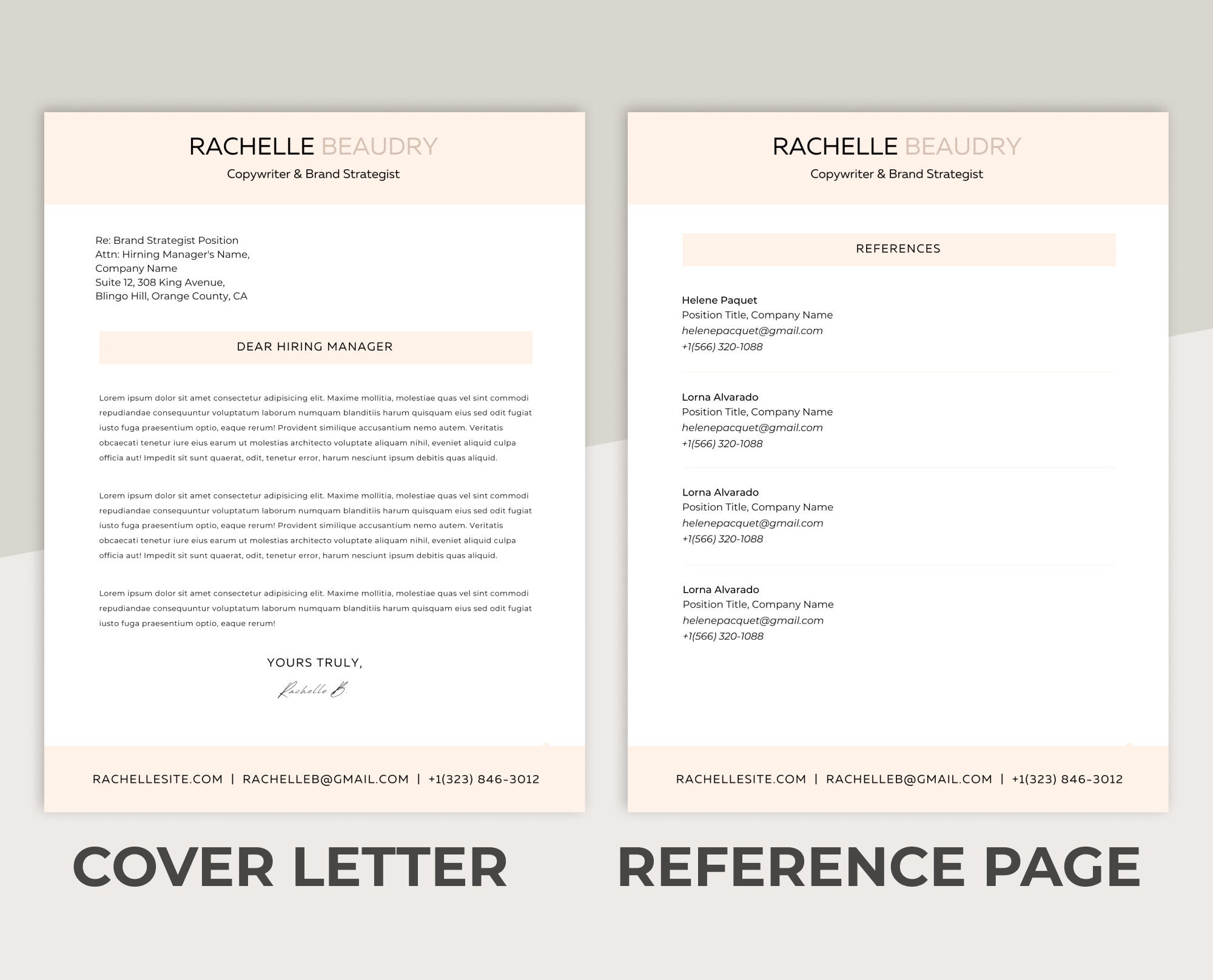 Resume Template Canva | Modern 3 Page Resume | Creative Feminine Resume ...