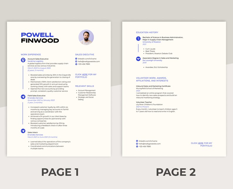 Resume Template Canva | Modern 2 Page Resume | Simple Powerful Resume ...