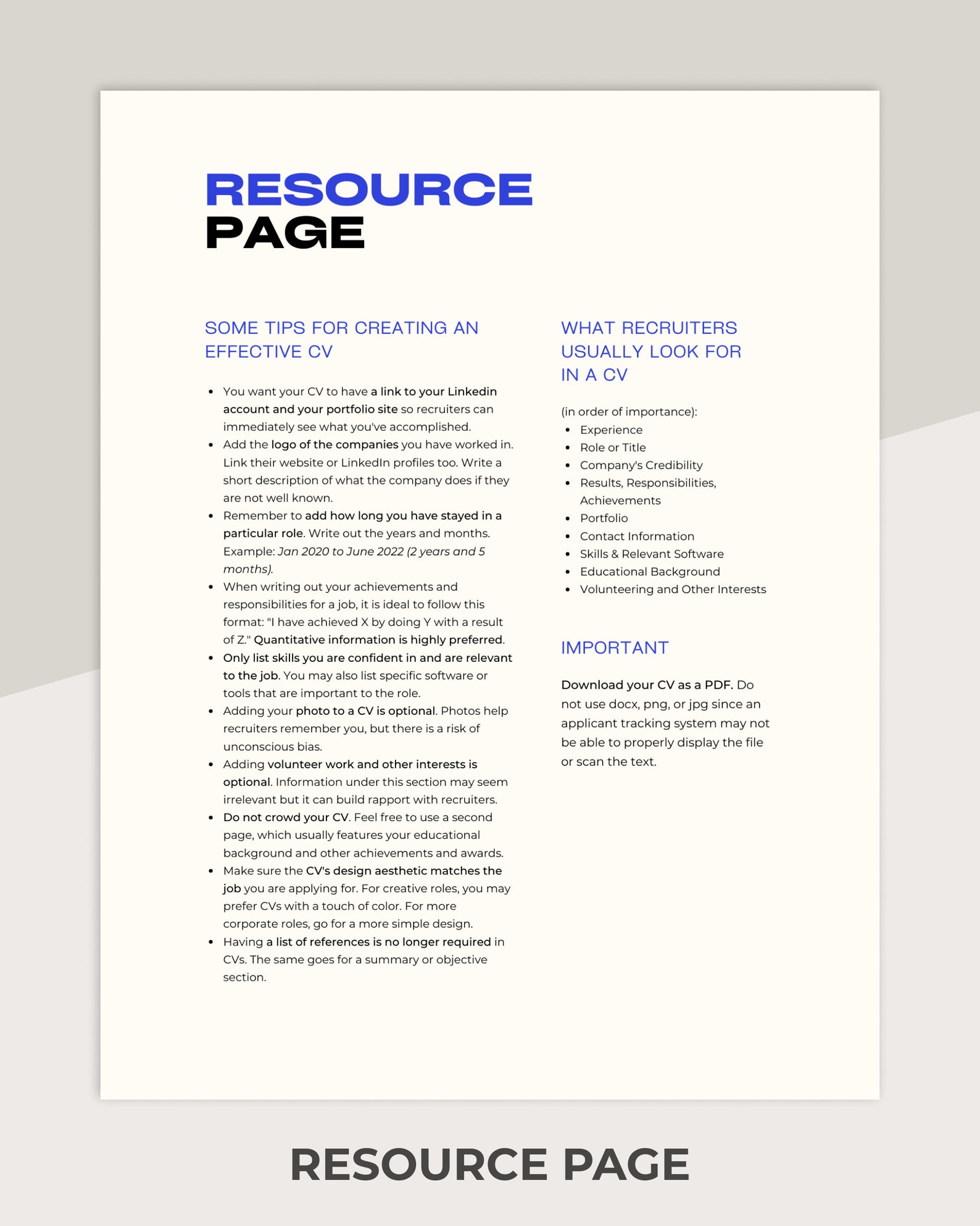 Resume Template Canva | Modern 2 Page Resume | Simple Powerful Resume ...