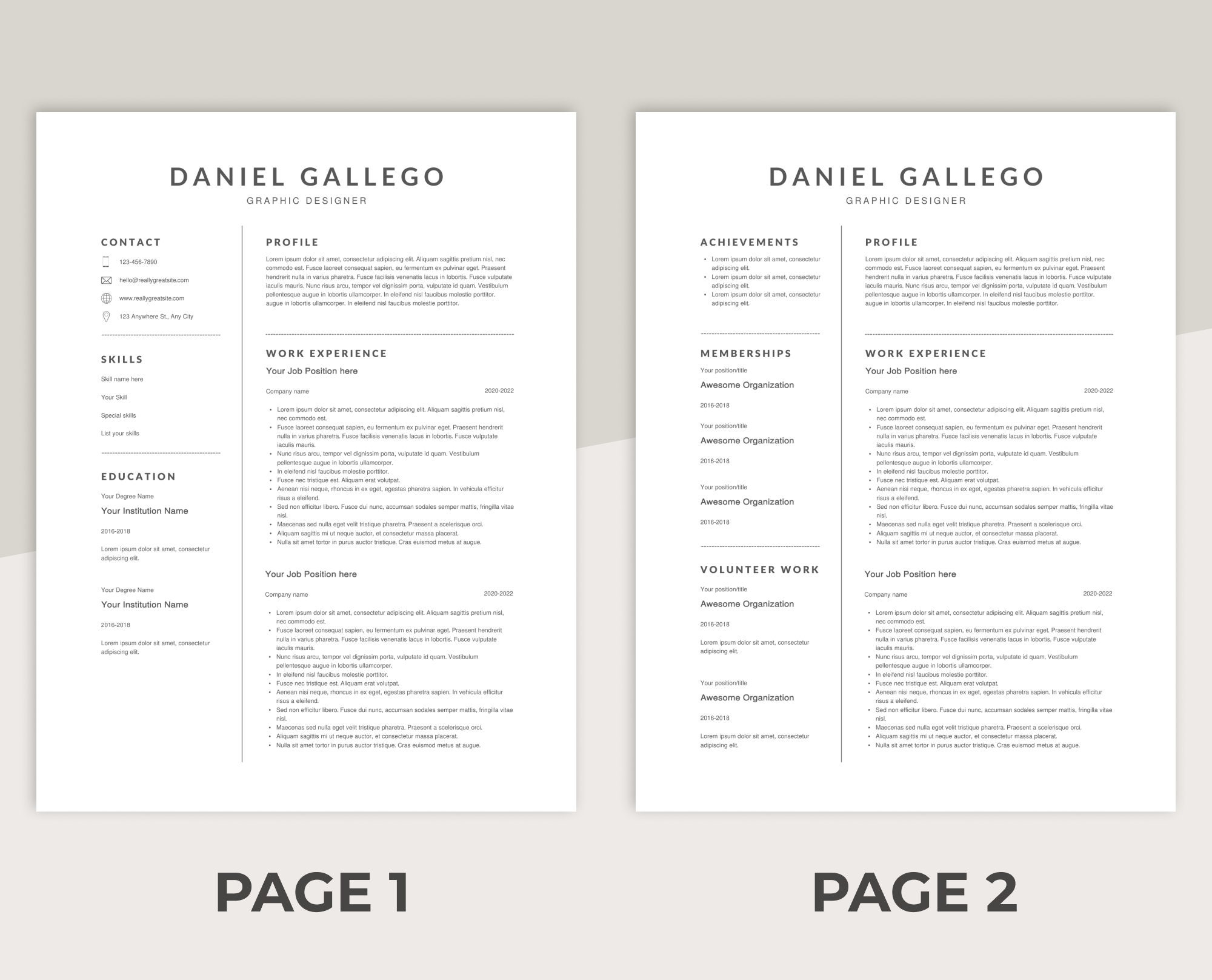 Resume Template Canva | Modern 3 Page Resume | Simple Minimalist Resume ...