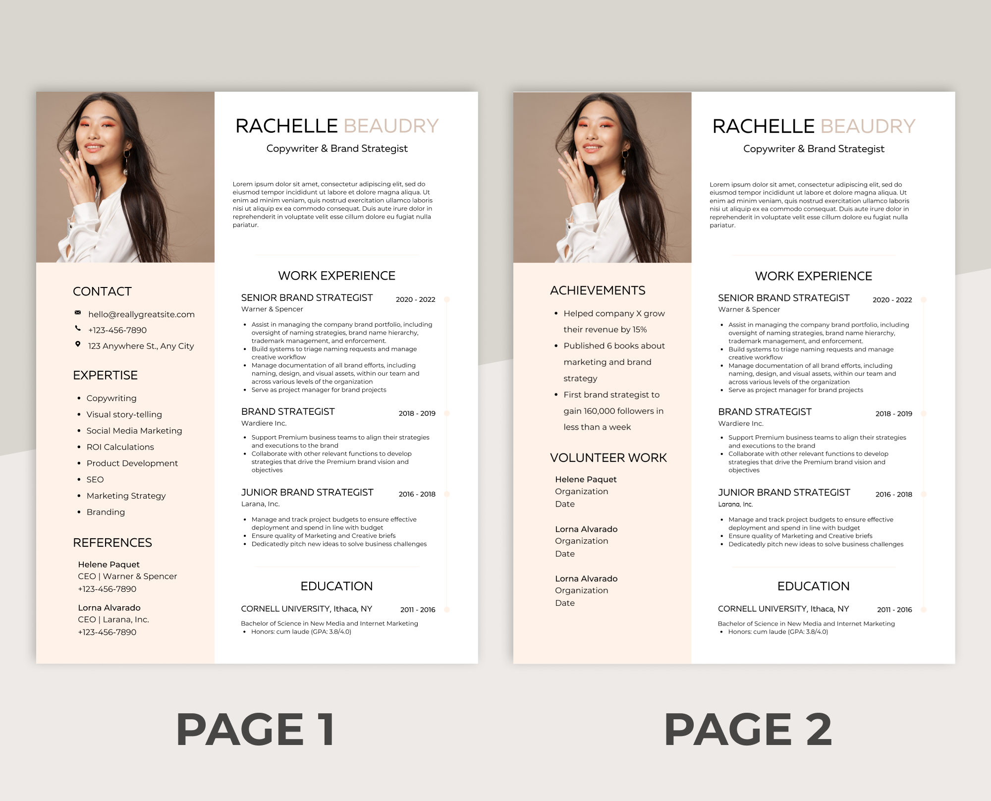 Resume Template Canva | Modern 3 Page Resume | Creative Feminine Resume Template for Mac & Word ...