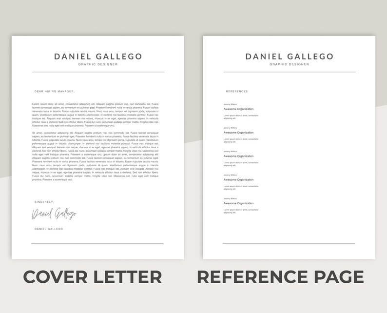 Resume Template Canva | Modern 3 Page Resume | Simple Minimalist Resume ...