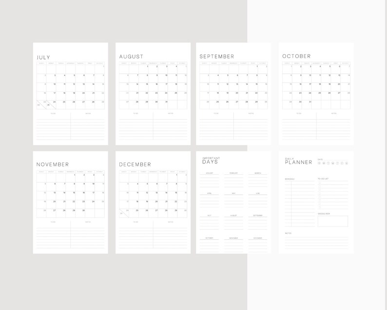 2023 Minimal Calendar, 2023 Printable Calendar, Daily Planner, 2023 ...