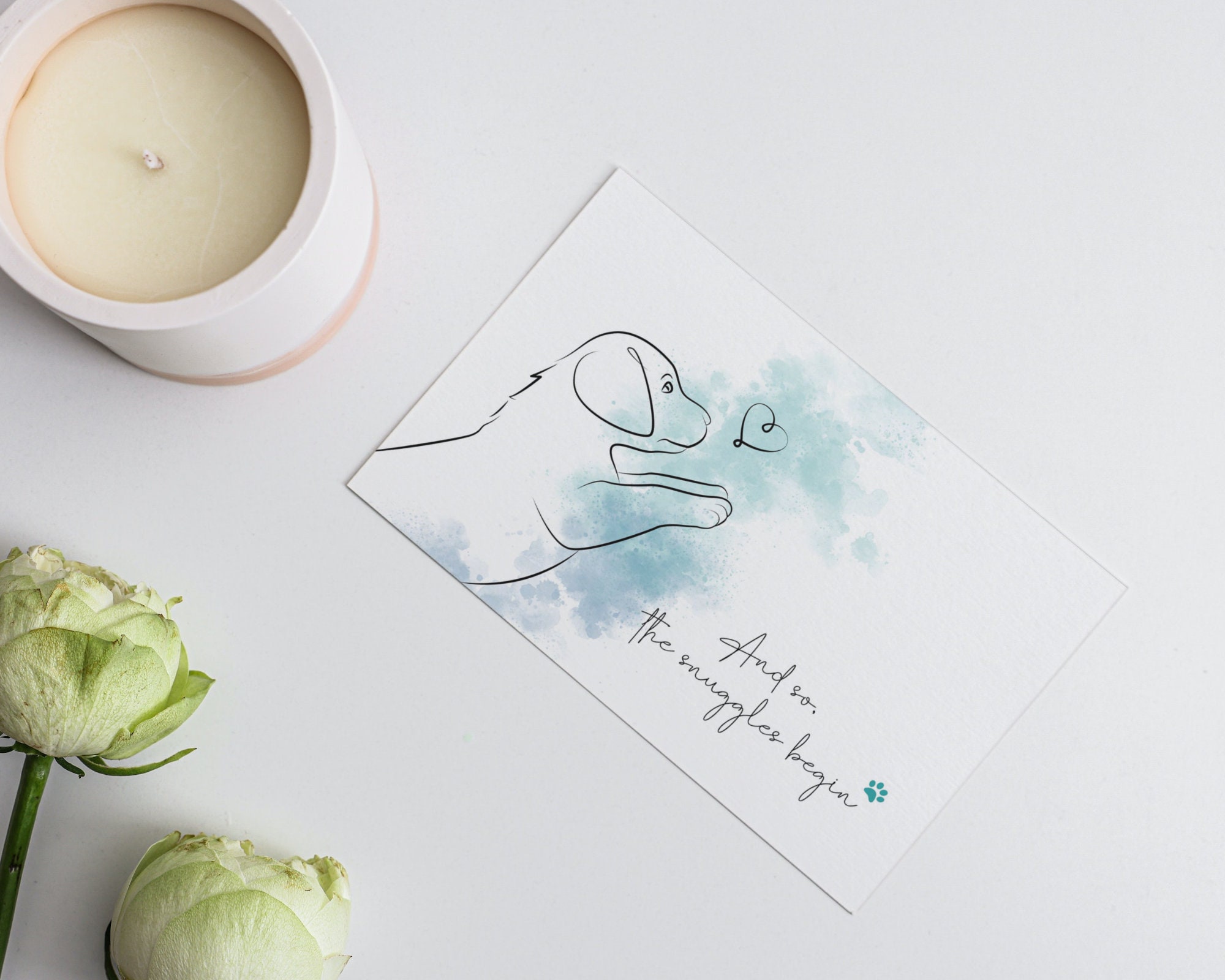 New Pet Card Digital Download Watercolour Puppy Card Printable Fur Baby ...