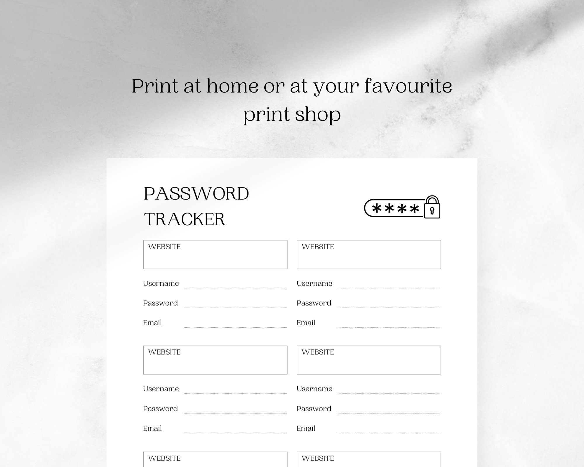 Digital Password Tracker, Printable Password Organiser, Password Log ...