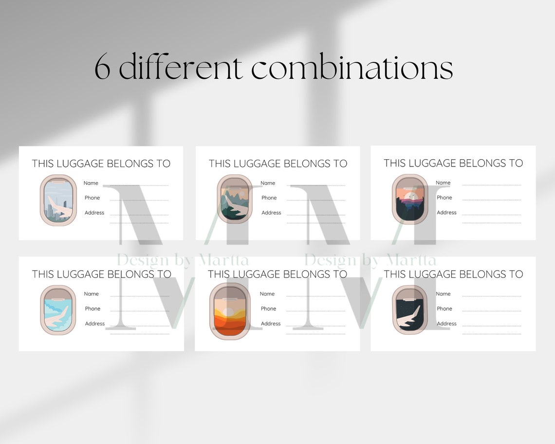 Printable Luggage Tag Insert Digital Download Travel Tag Insert Digital ...