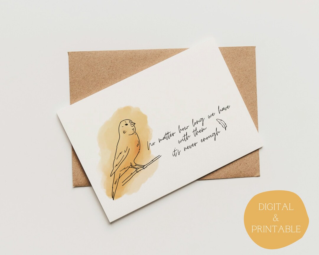 Canary Sympathy Card Printable Bird Condolence Card Parrot Sympathy ...