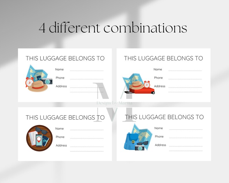 Printable Luggage Tag Insert Digital Download Travel Tag Insert Digital ...