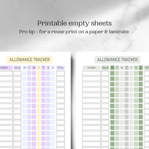 Editable Allowance Tracker for Kids Printable Allowance Chore Chart ...