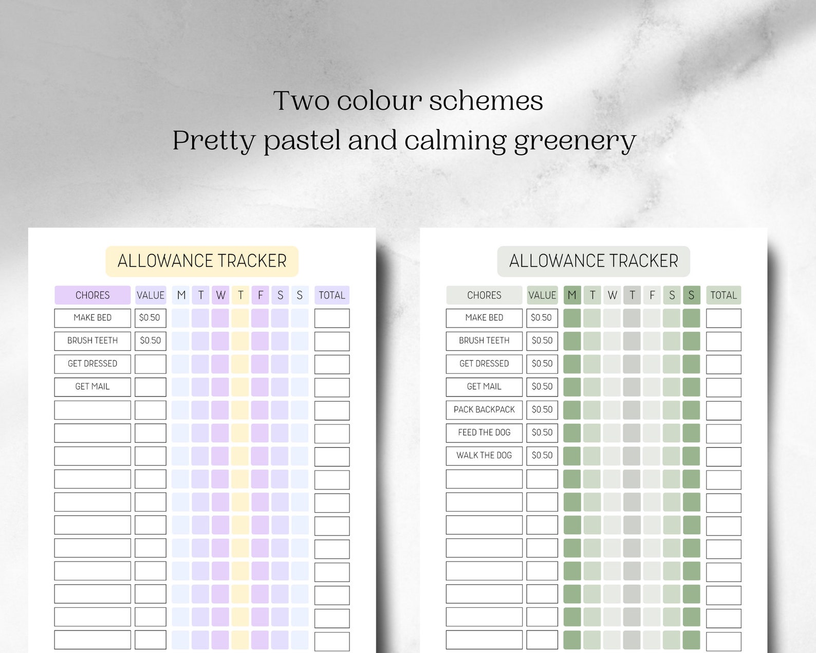 Editable Allowance Tracker for Kids Printable Allowance Chore Chart ...