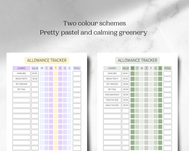 Editable Allowance Tracker for Kids Printable Allowance Chore Chart ...