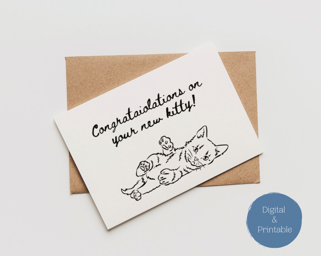 New Pet Card Digital Download New Cat Card Printable Fur Baby Card ...