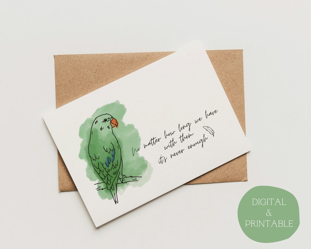 Canary Winged Bee Sympathy Card Printable Bird Condolence Card Parrot ...