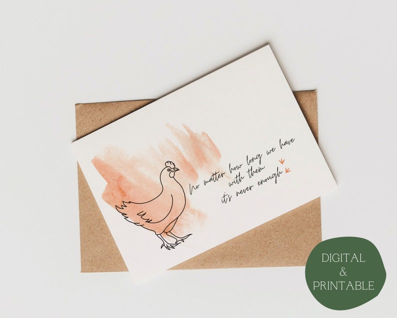 Pet Sympathy Card Printable,pet Condolence Card, Chicken Sympathy Card ...
