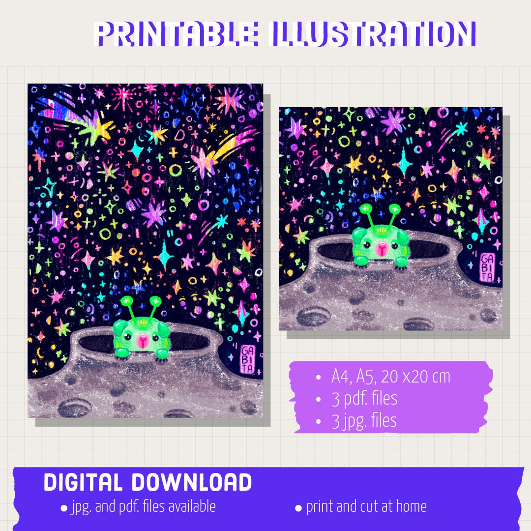 Sparkling Alien Pig | Art Print | Illustration Print | Digital Artwork ...