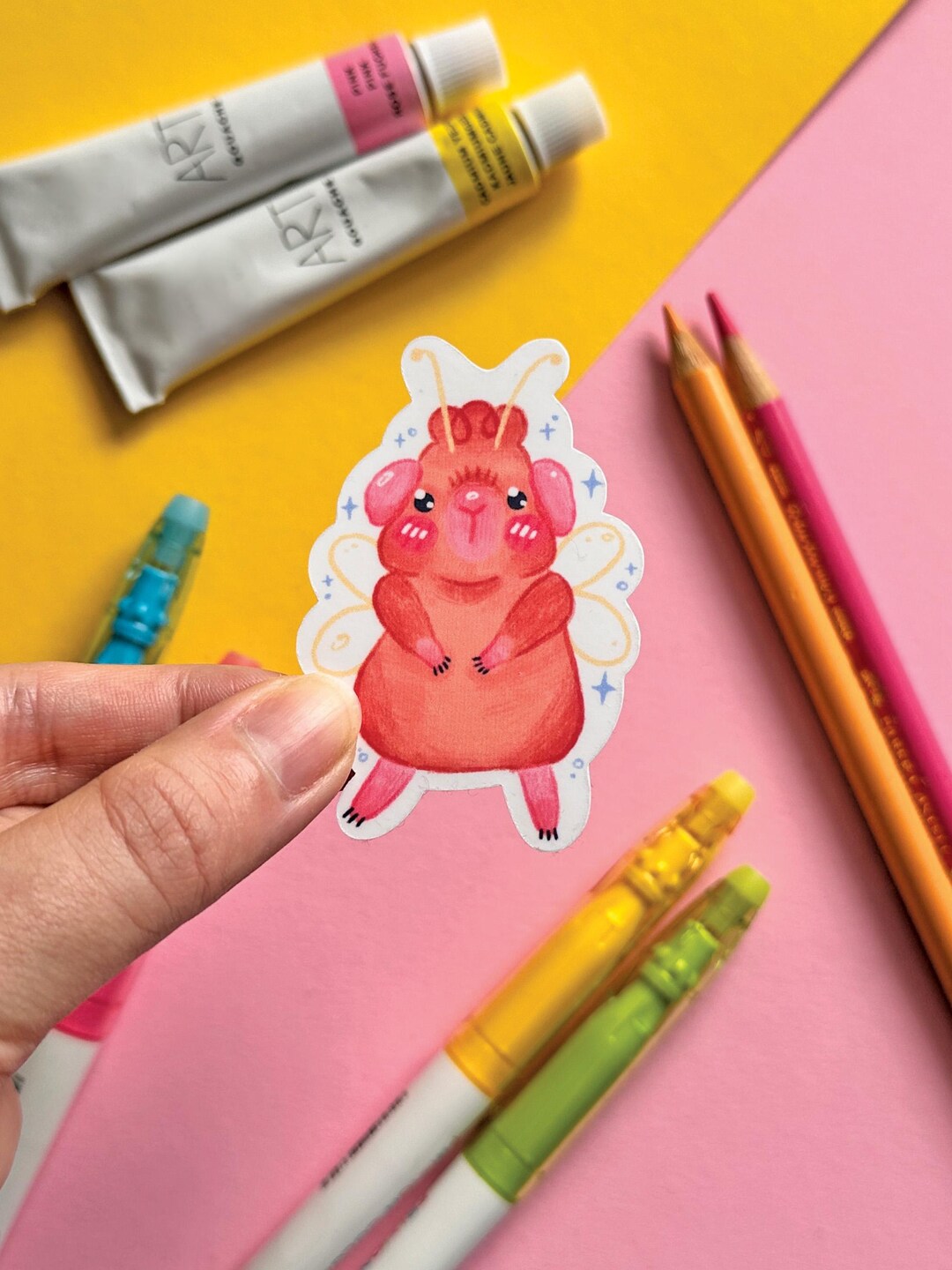 Cottagecore Guinea Pig | Cute Fairy Sticker | Fantasy Animal Decal ...