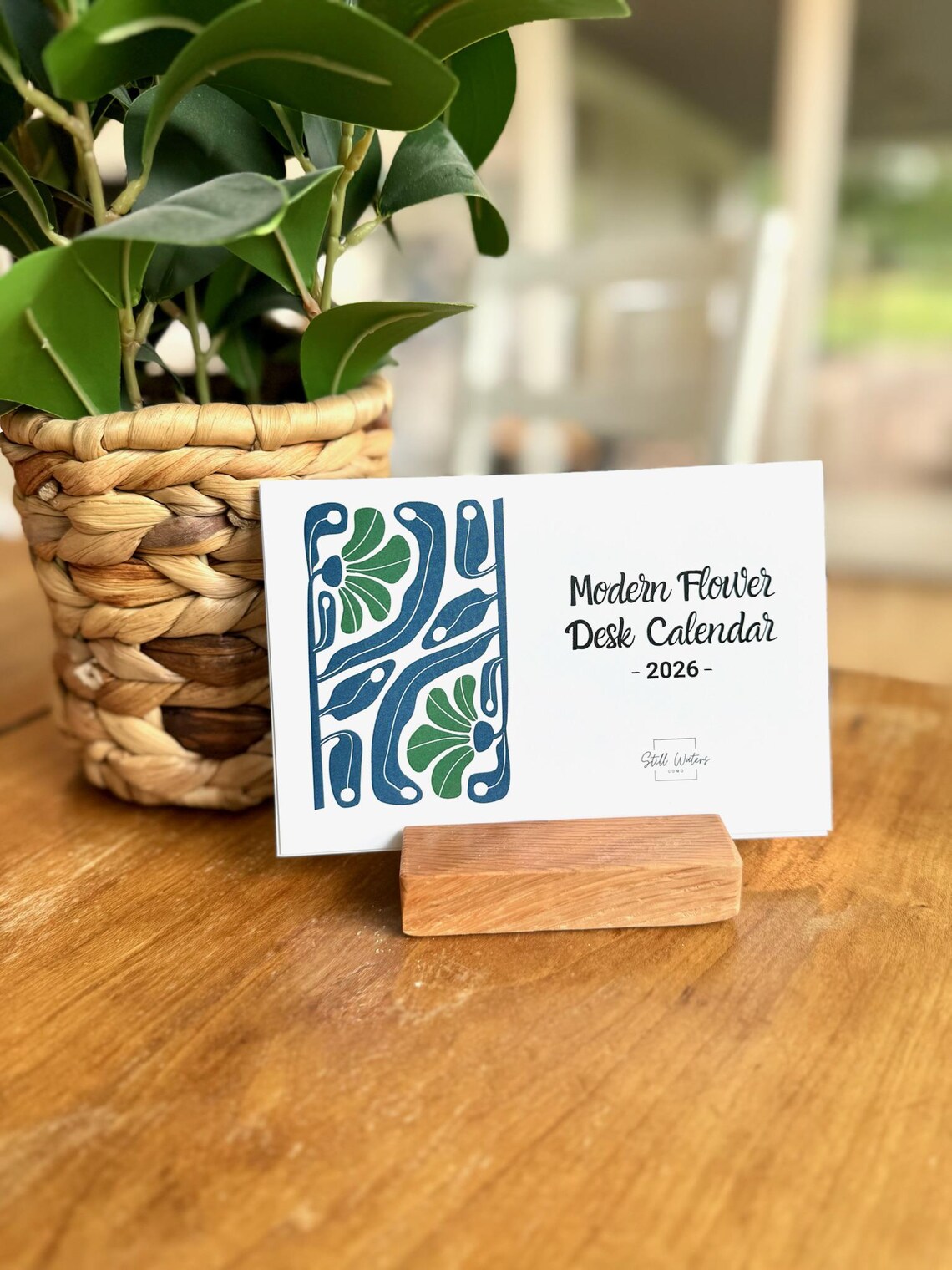 2026 Abstract Floral Desk Calendar, Modern 4x6 With Wood Stand - Etsy