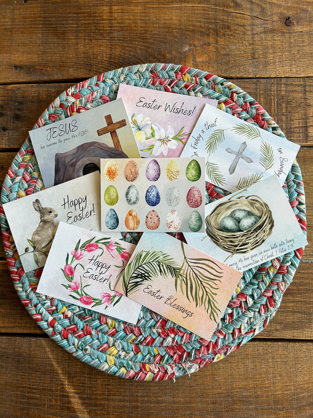 Easter Note Cards (set of 8), 8 Unique Designs, Easter Cards, Flat Note ...