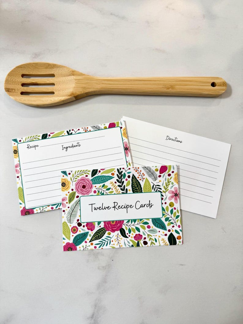 Floral Recipe Cards With Wooden Stand, Wedding Shower Gift - Etsy