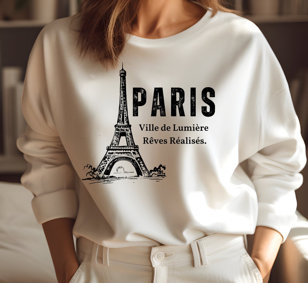 Paris Sweatshirt, Eiffel Tower Crewneck France Pullover, Unisex Sizing ...