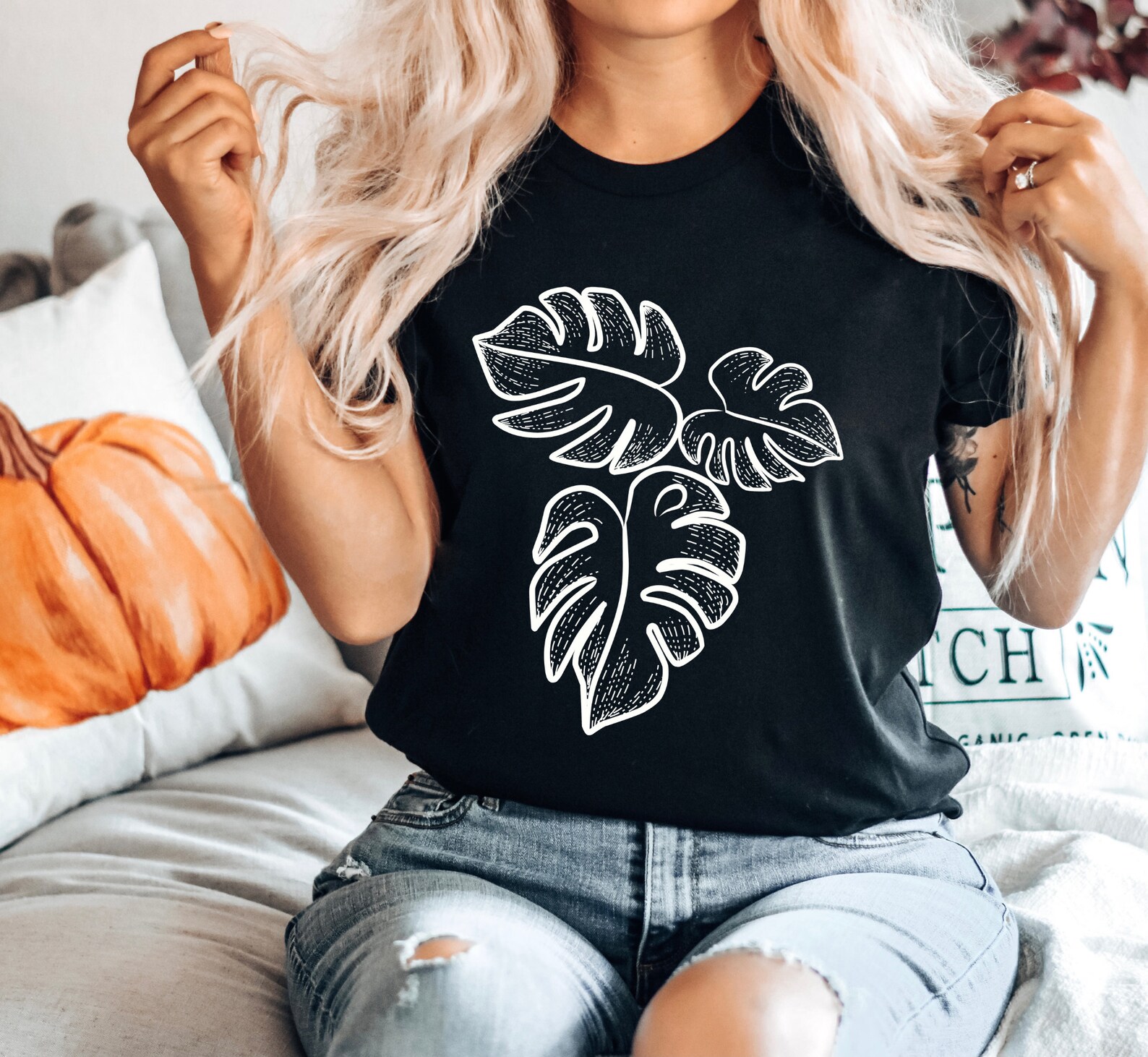 Monstera Leaf Shirt, Plant Lover Gift, Botanical T-shirt, Houseplant ...