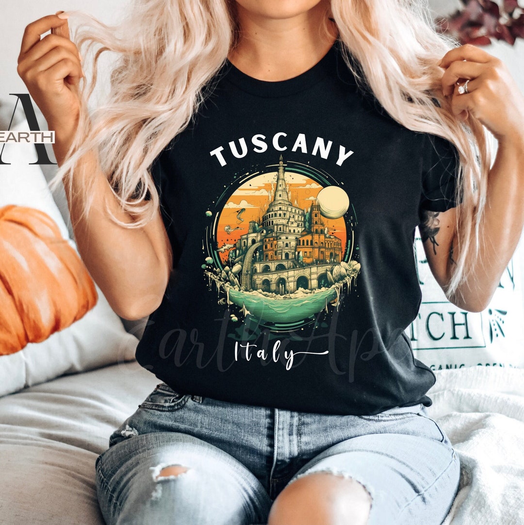 Tuscany Italy Shirt Pisa Tower Art Unisex Comfy Soft Cotton Tee Europe ...