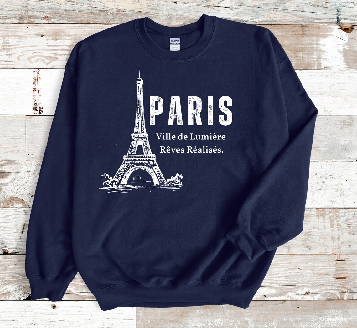Paris Sweatshirt, Eiffel Tower Crewneck France Pullover, Unisex Sizing ...