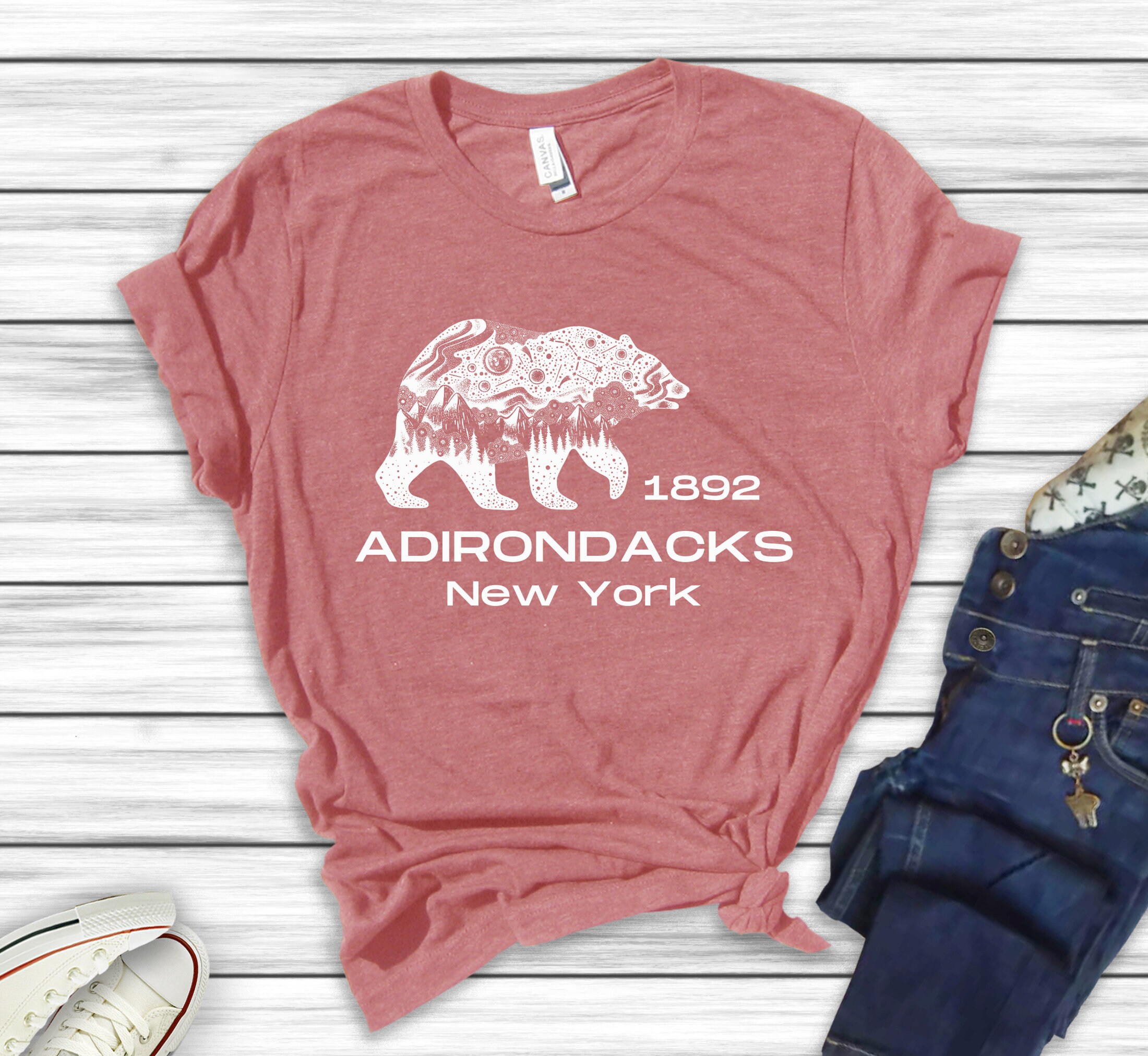 Adirondacks Mountains Shirt, Retro Upstate New York Camping Tee, ADK ...