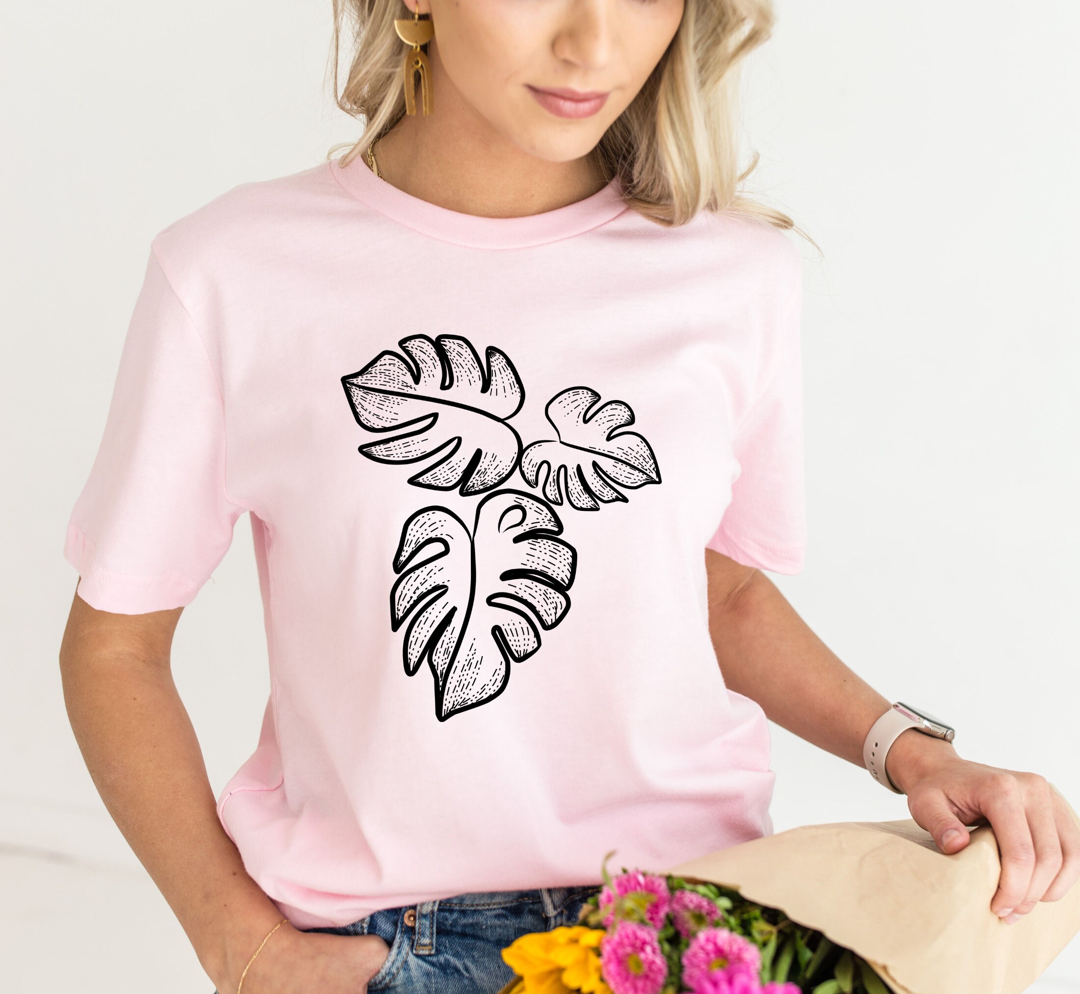 Monstera Leaf Shirt, Plant Lover Gift, Botanical T-shirt, Houseplant ...