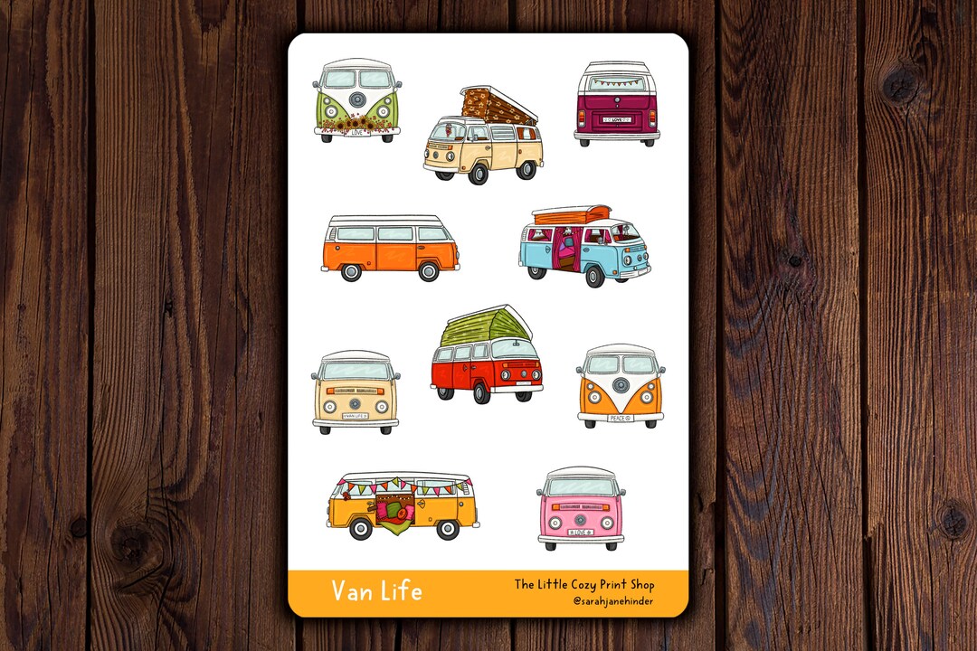 Sticker Sheet Retro Van Life Bullet Journal Stickers, Planner Stickers ...