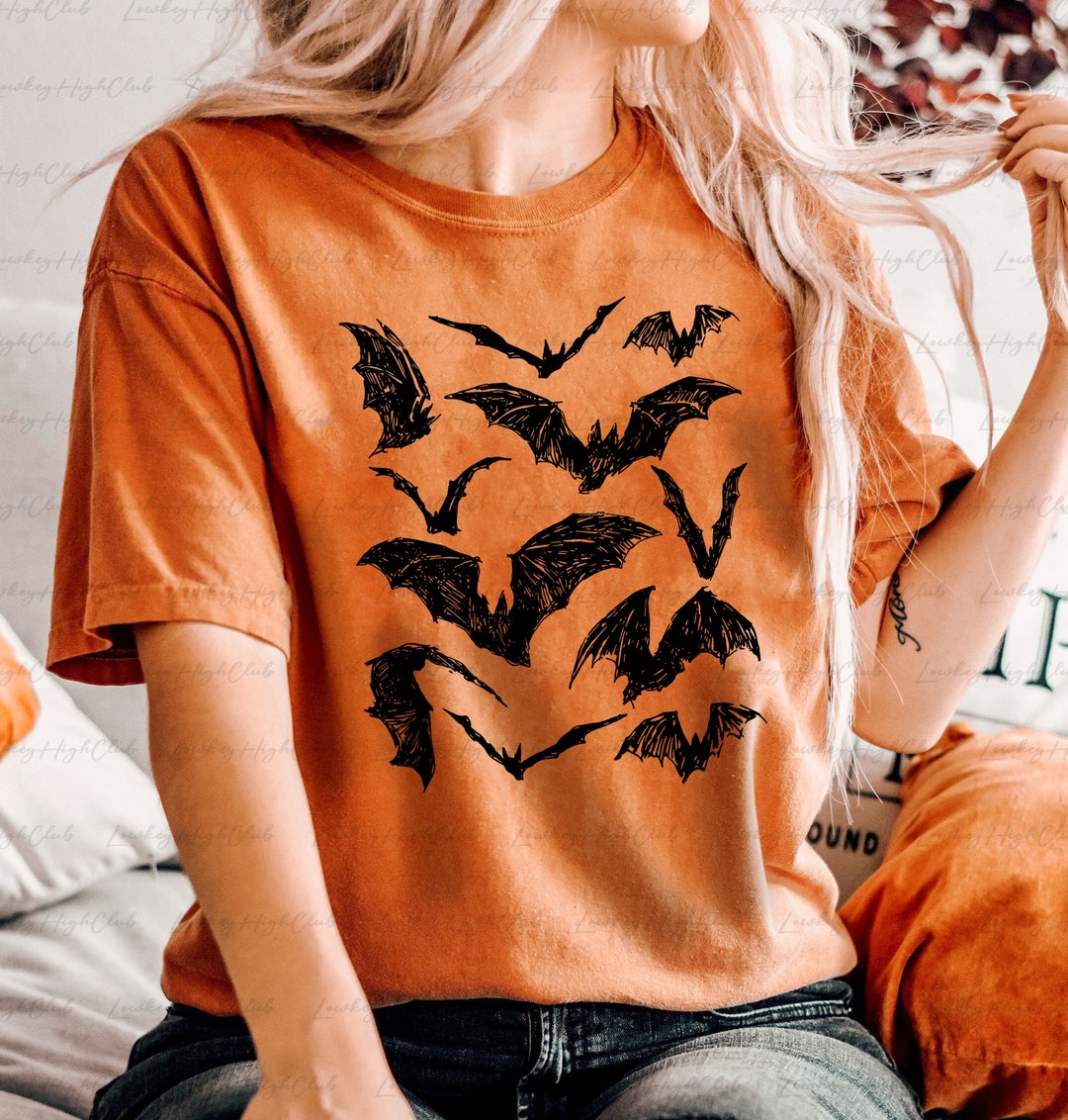 Cottagecore Black Bats Scary Shirt, Halloween Bat Spooky Shirt, Gothic ...