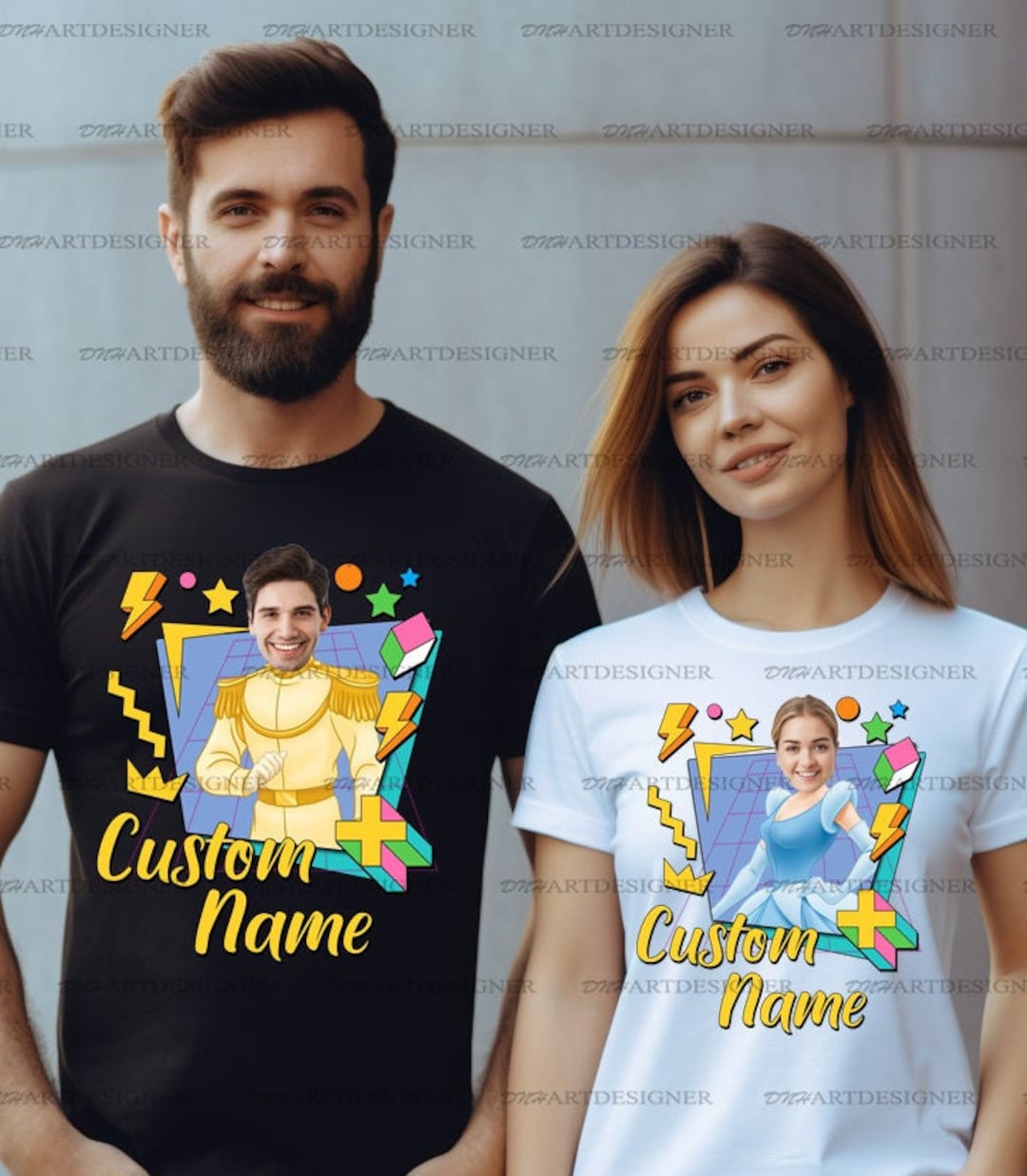 Custom Photo Prince and Princess Couple Shirts, Personalized Valentine ...