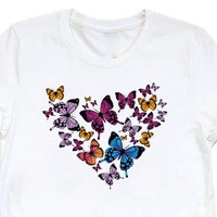Girl Embroidered Shirt With Pastel Butterflies, Butterfly Birthday ...