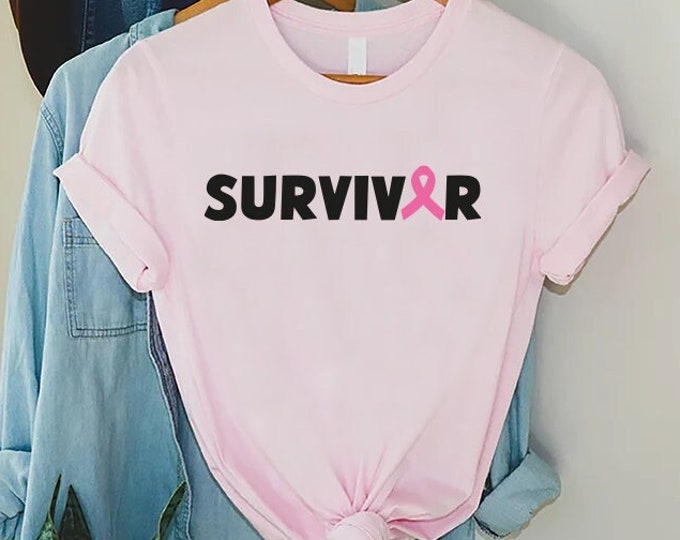 Survivor T-shirt,breast Cancer Survivor Shirt,pink Ribbon Tee,cancer Ribbon Shirt,breast Cancer ...