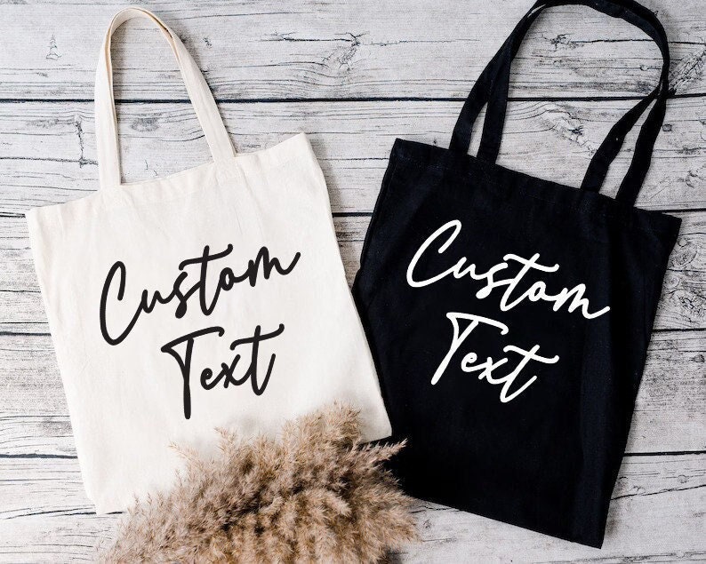 Custom Text Tote Bag Logo Bag Custom Shopping Bag - Etsy
