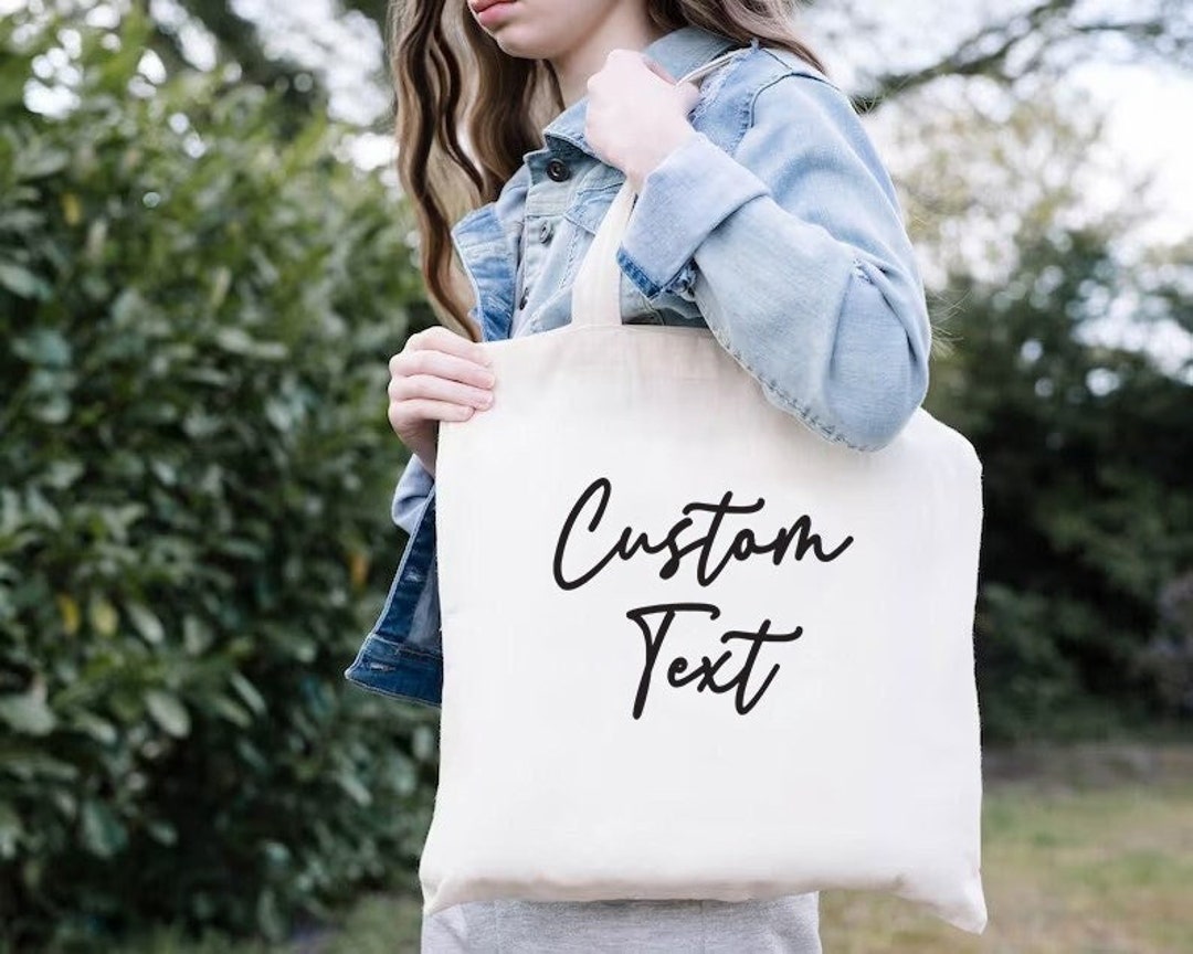 Custom Text Tote Bag, Logo Bag, Custom Shopping Bag, Personalized Gift ...