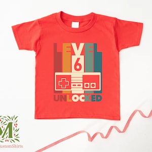 6th Birthday Shirt, Level 6 Unlocked Tshirt, 6th Birthday Gift, Gamer ...