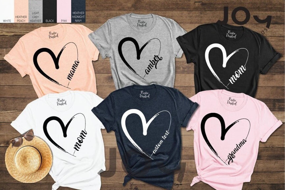 Custom Shirt, Custom Text Heart Line Shirt, Personalized T-shirt, Your ...