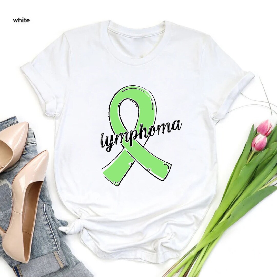 Lymphoma Cancer Symbol Shirt, Green Ribbon T-shirt, Cancer Survivor ...