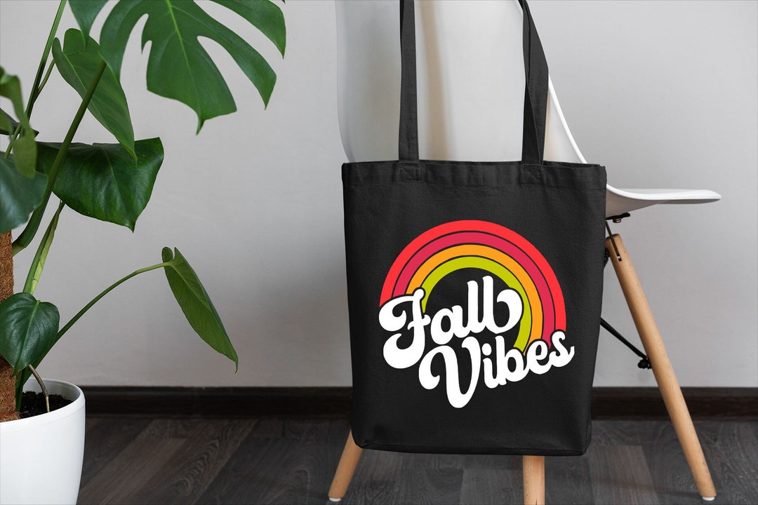 Fall Vibes Tote Bag, Fall Season Book Bag Gift, Hippie Thanksgiving ...