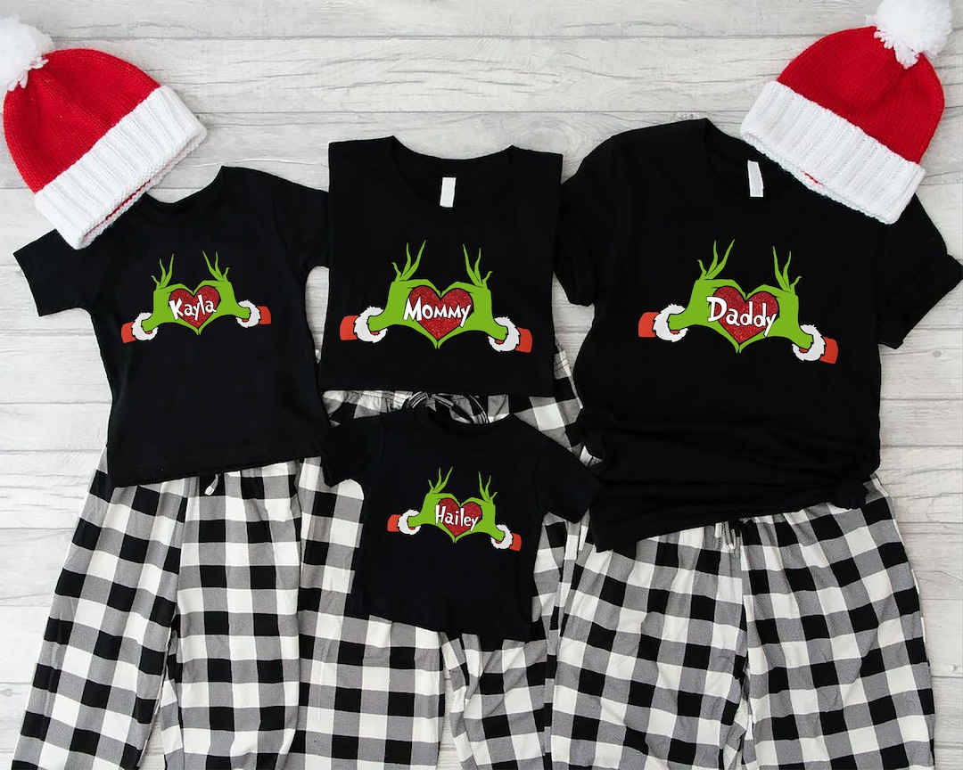 Christmas Grinch Family T-shirts, Grinch Heart Hand Shirt, Christmas ...