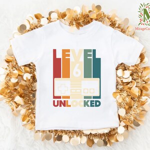 6th Birthday Shirt, Level 6 Unlocked Tshirt, 6th Birthday Gift, Gamer ...