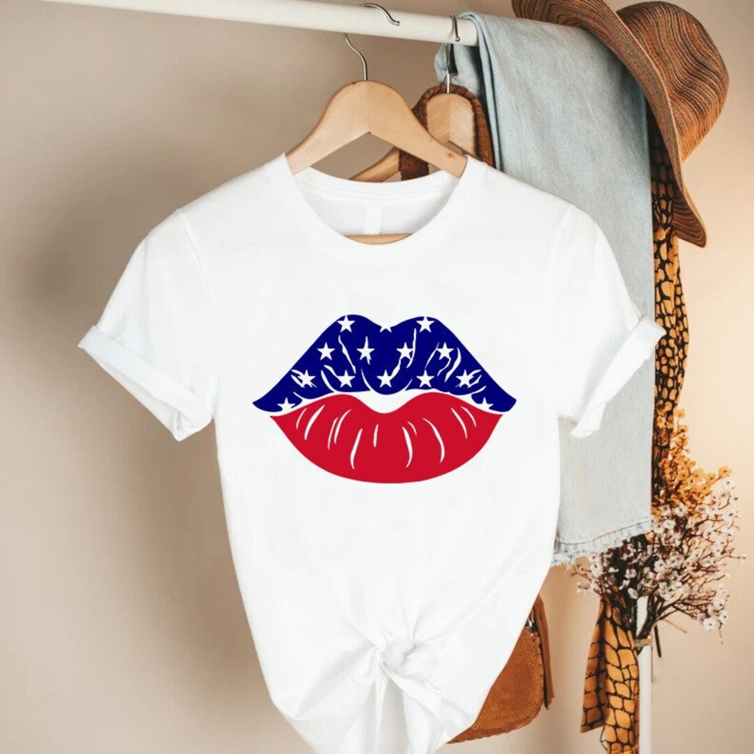 Patriotic Lips Shirt,american Flag Lips,4th of July Tee,patriotic Girl ...