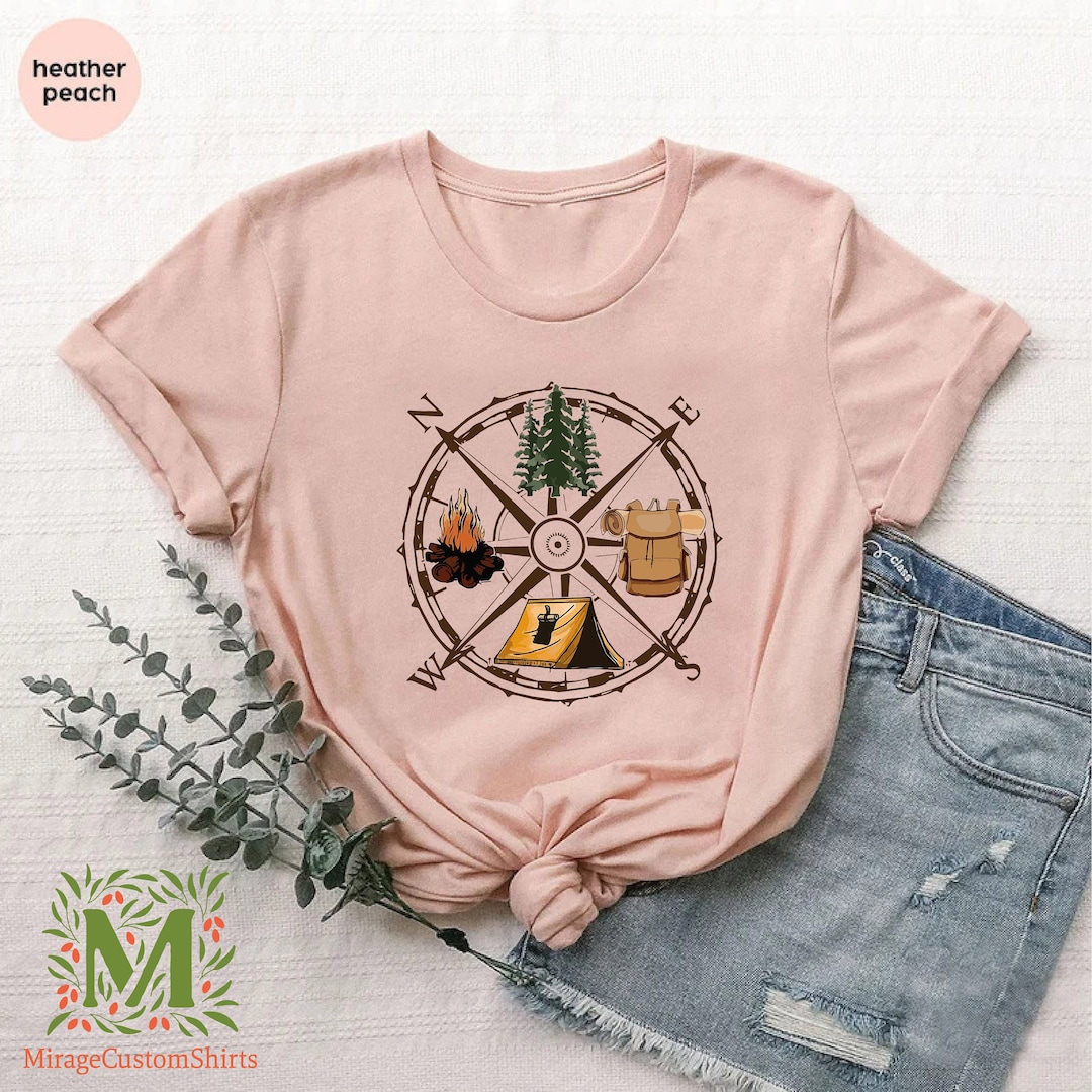 Compass Shirt, Camp Adventure Tshirt, Nature Lover Shirt, Outdoors ...